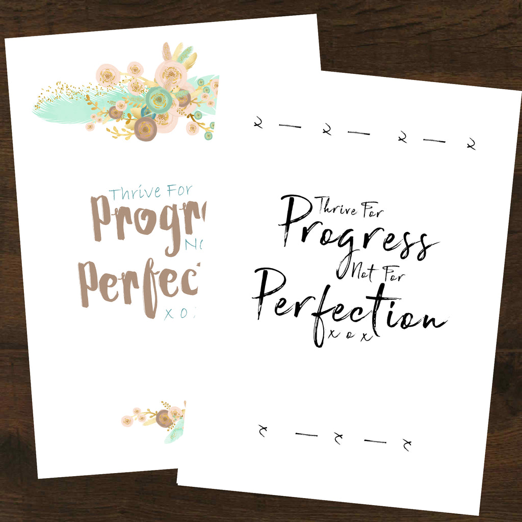 Z - Printables 2pk Progress Not Perfection Inspirational Printable ...